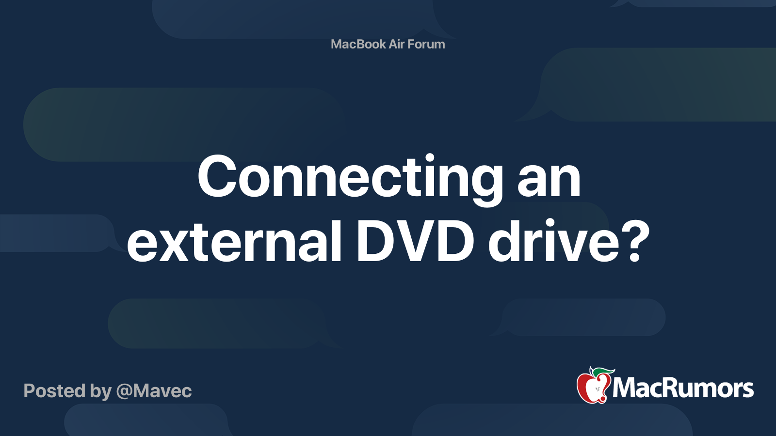 Connecting an external DVD drive? | MacRumors Forums