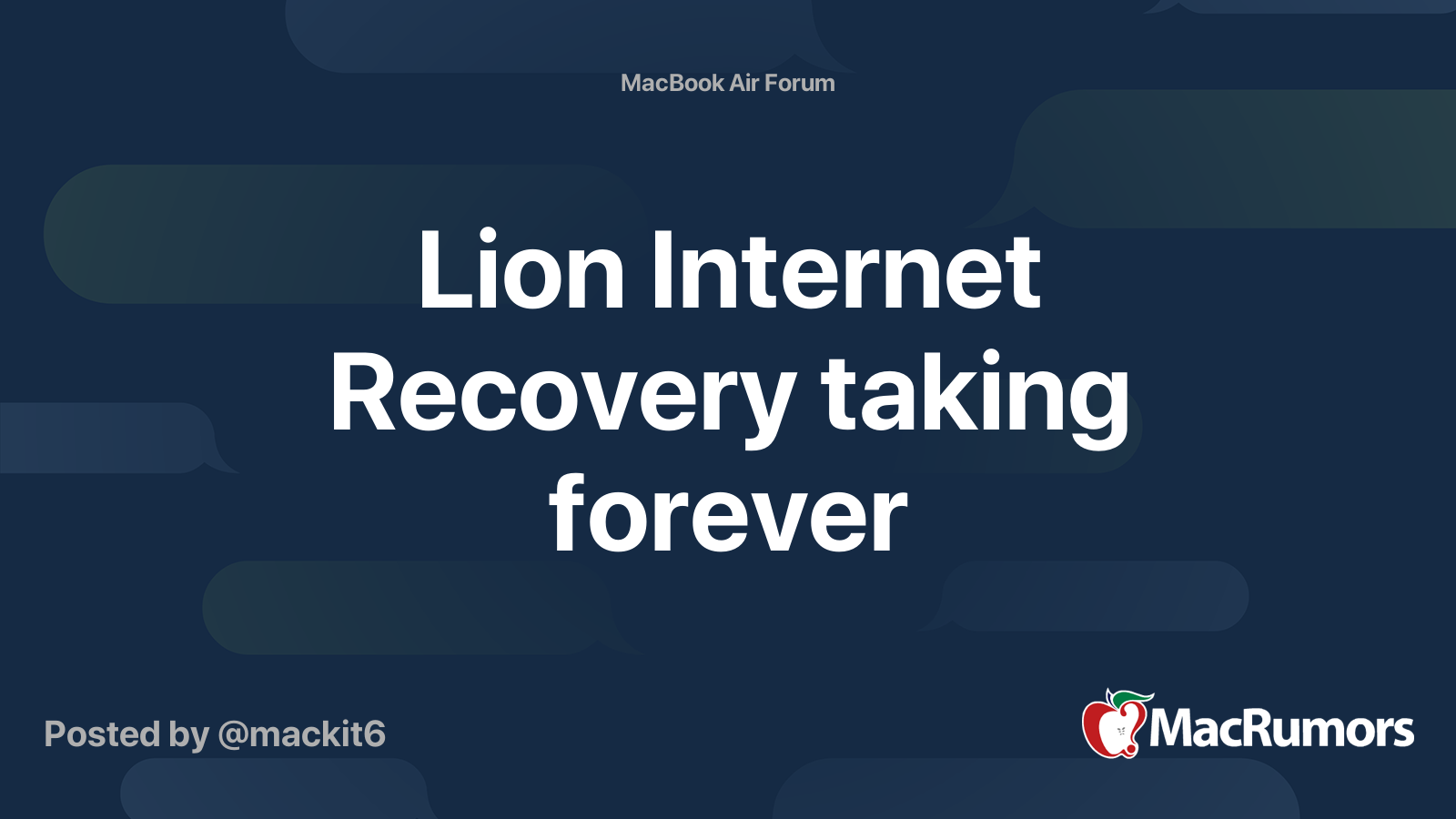 Lion Internet Recovery taking forever | MacRumors Forums