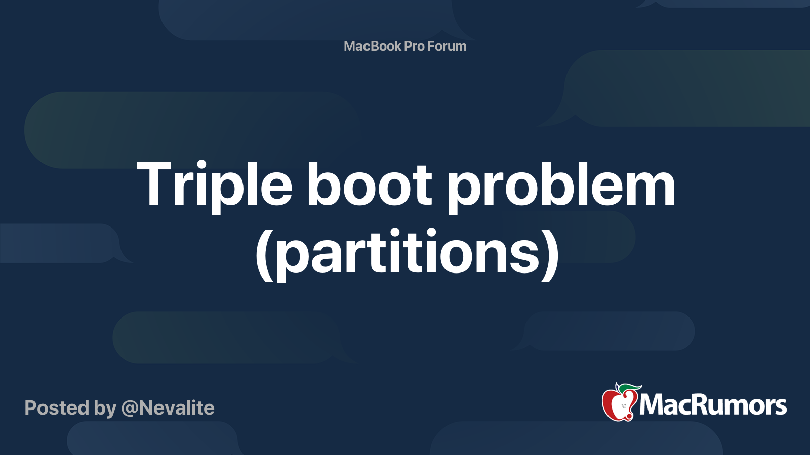 Triple boot problem (partitions) | MacRumors Forums