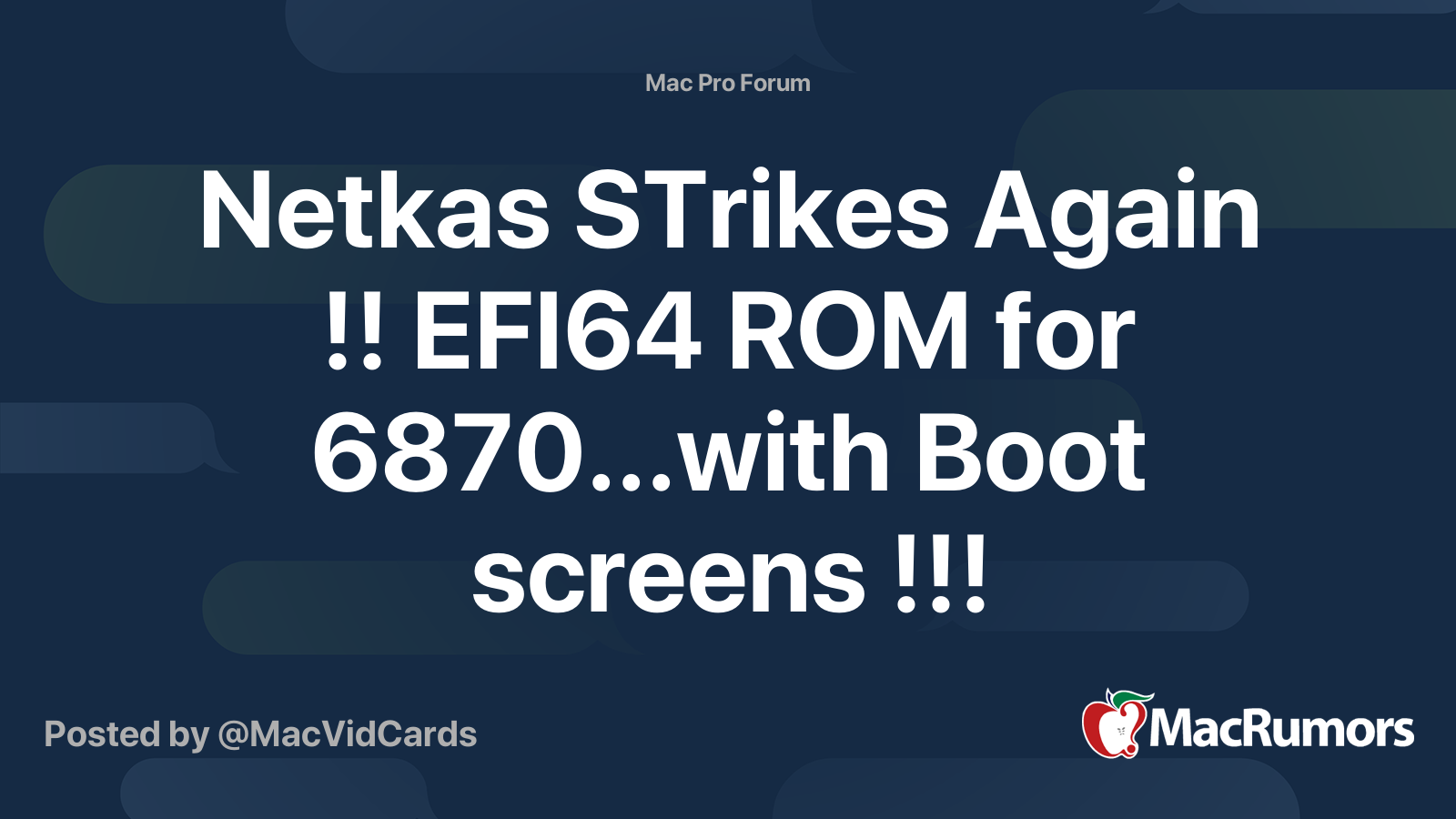 Netkas STrikes Again !! EFI64 ROM for 6870...with Boot screens !!! | MacRumors Forums
