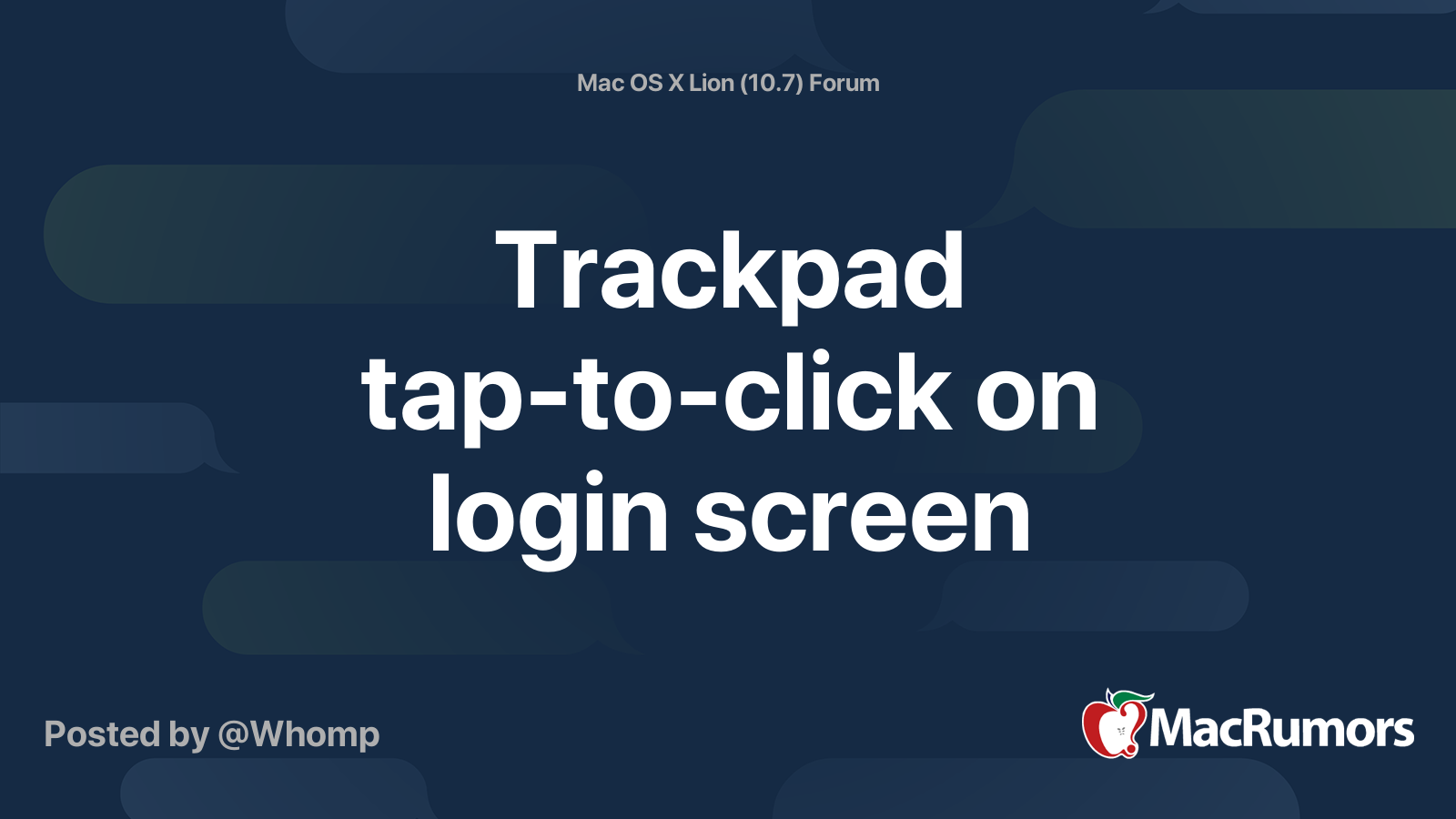 Trackpad tap-to-click on login screen | MacRumors Forums