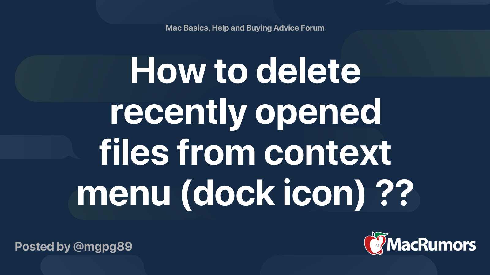 How to delete recently opened files from context menu (dock icon) ?? | MacRumors Forums