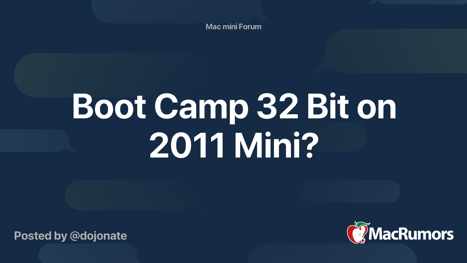 Boot Camp 32 Bit on 2011 Mini? | MacRumors Forums