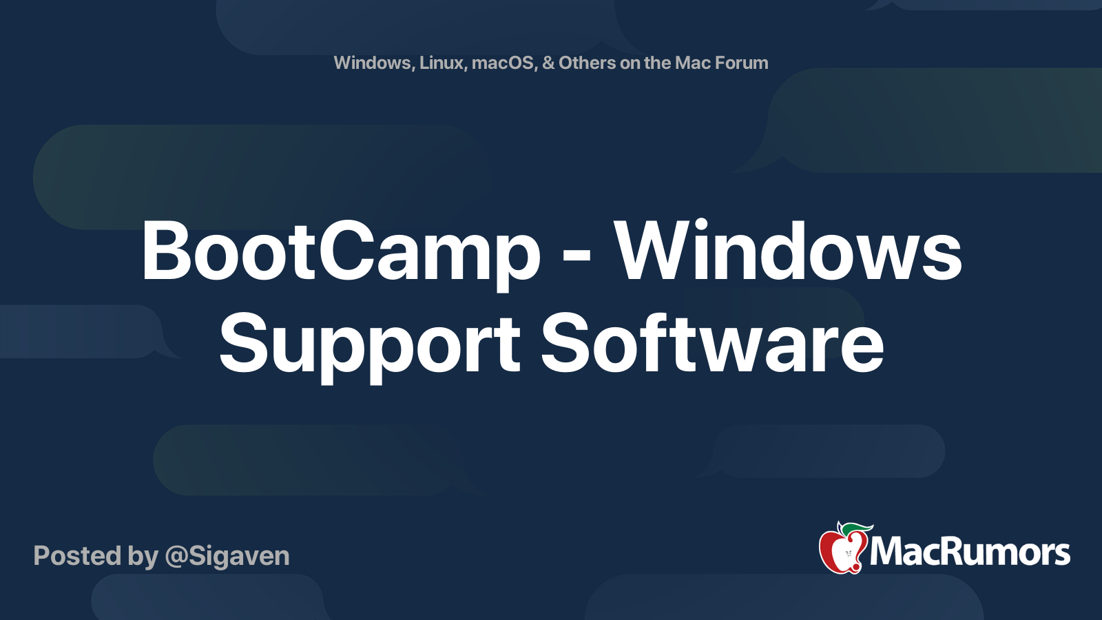 Bootcamp Windows Support Software Macrumors Forums