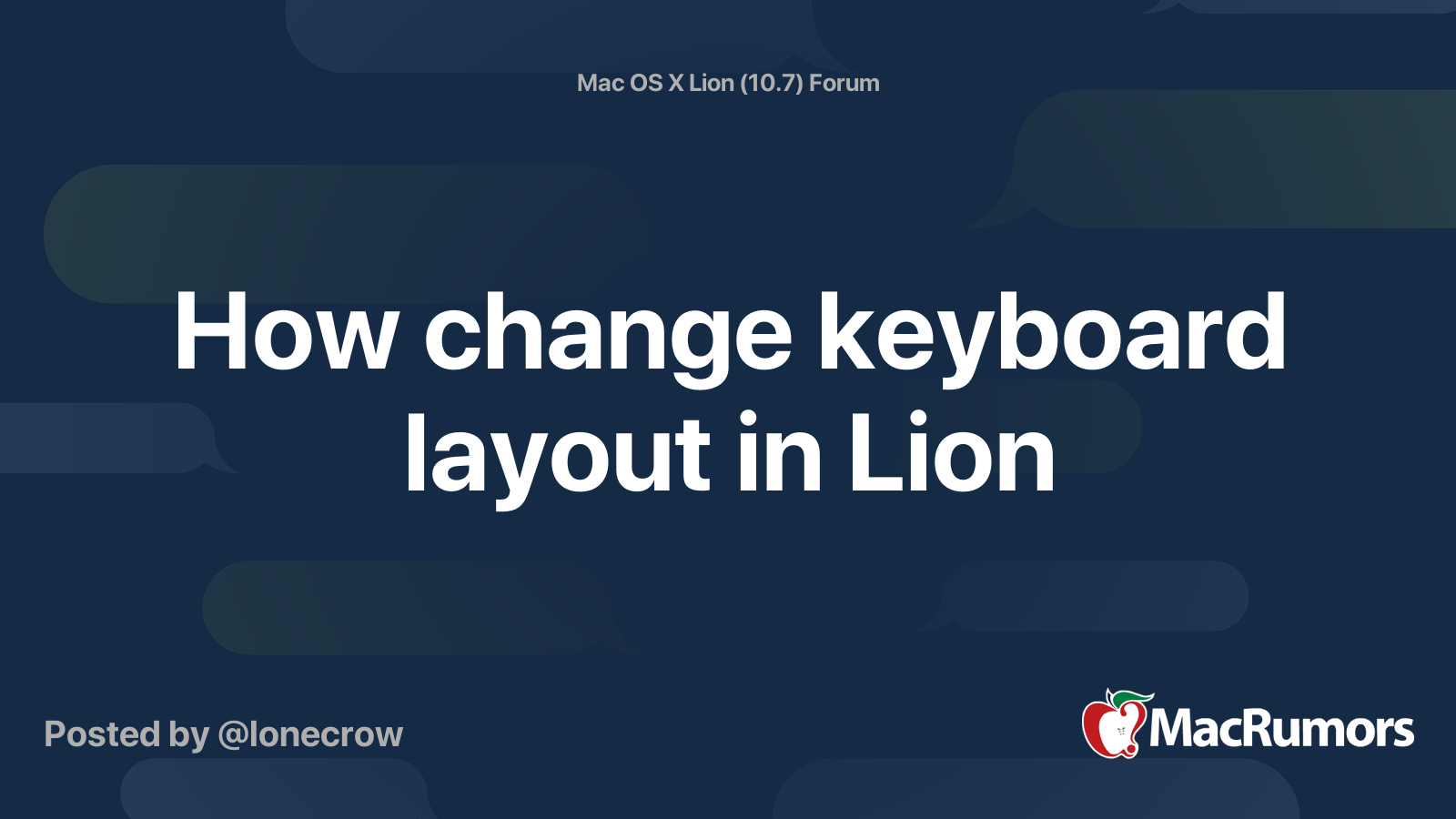 How change keyboard layout in Lion | MacRumors Forums