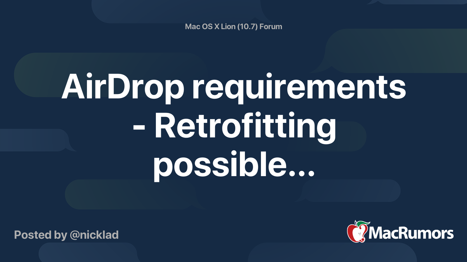 AirDrop requirements - Retrofitting possible... | MacRumors Forums