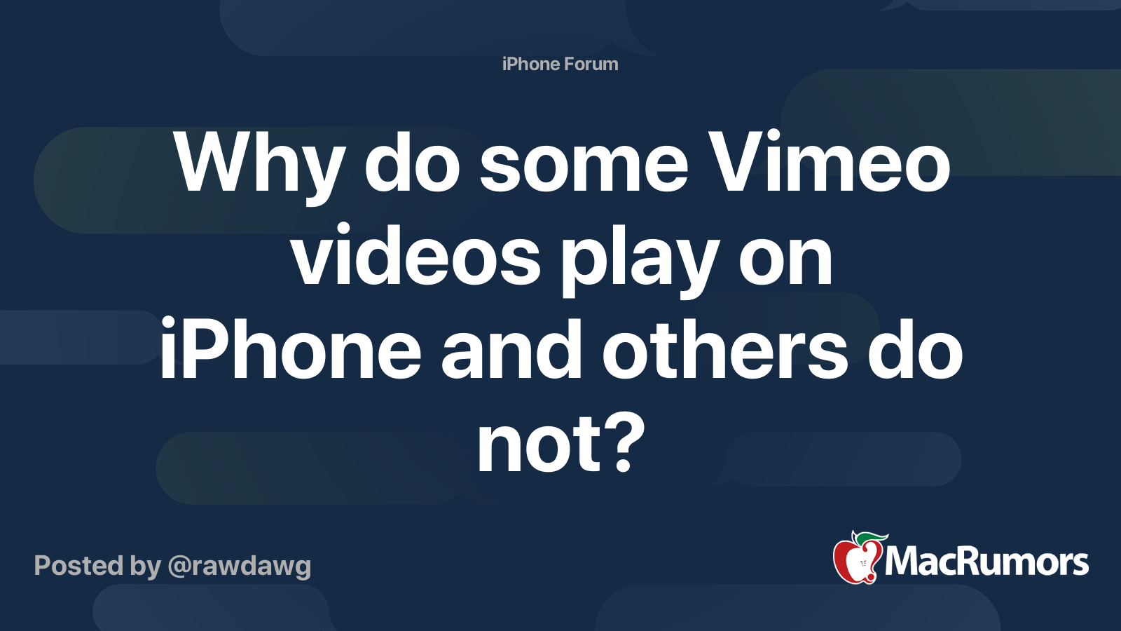 Why do some Vimeo videos play on iPhone and others do not? | MacRumors ...