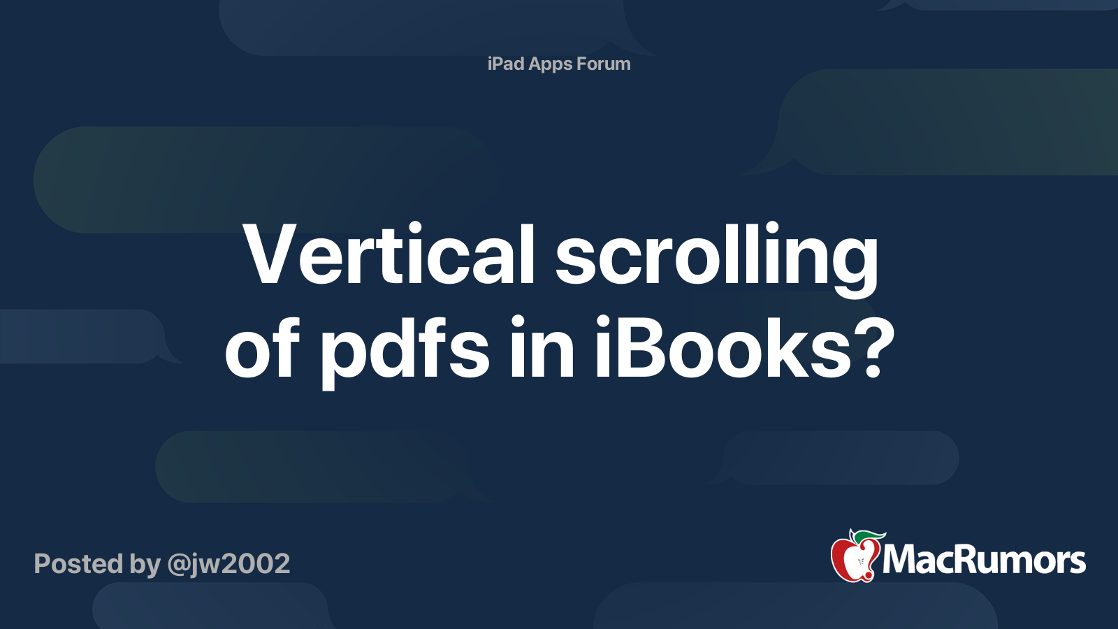 Vertical scrolling of pdfs in iBooks? | MacRumors Forums