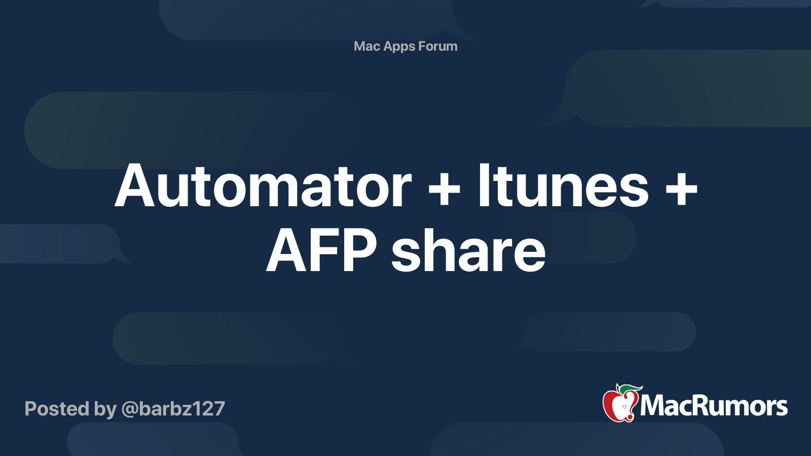 Automator + Itunes + AFP share | MacRumors Forums