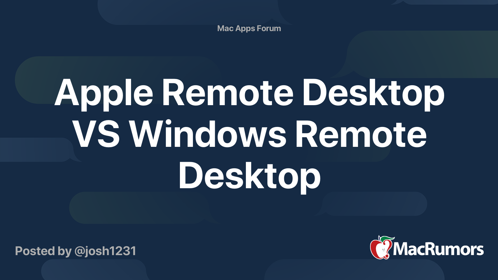 Apple Remote Desktop VS Windows Remote Desktop | MacRumors Forums