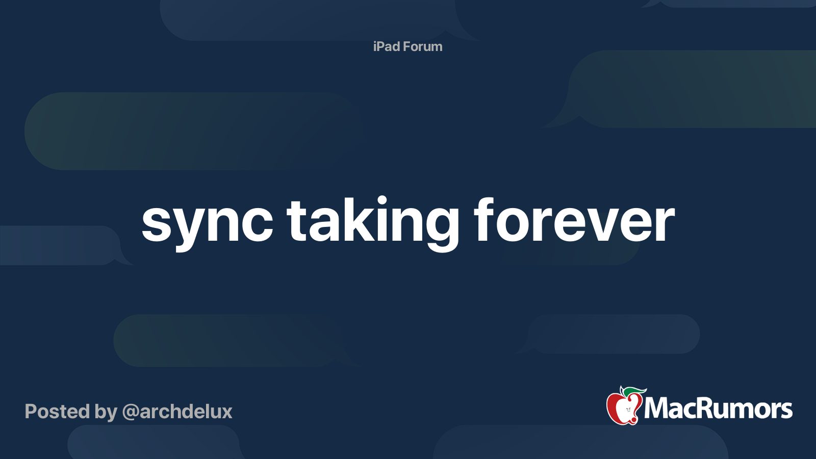sync taking forever | MacRumors Forums