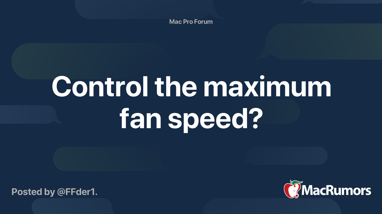 Control the maximum fan speed? | MacRumors Forums
