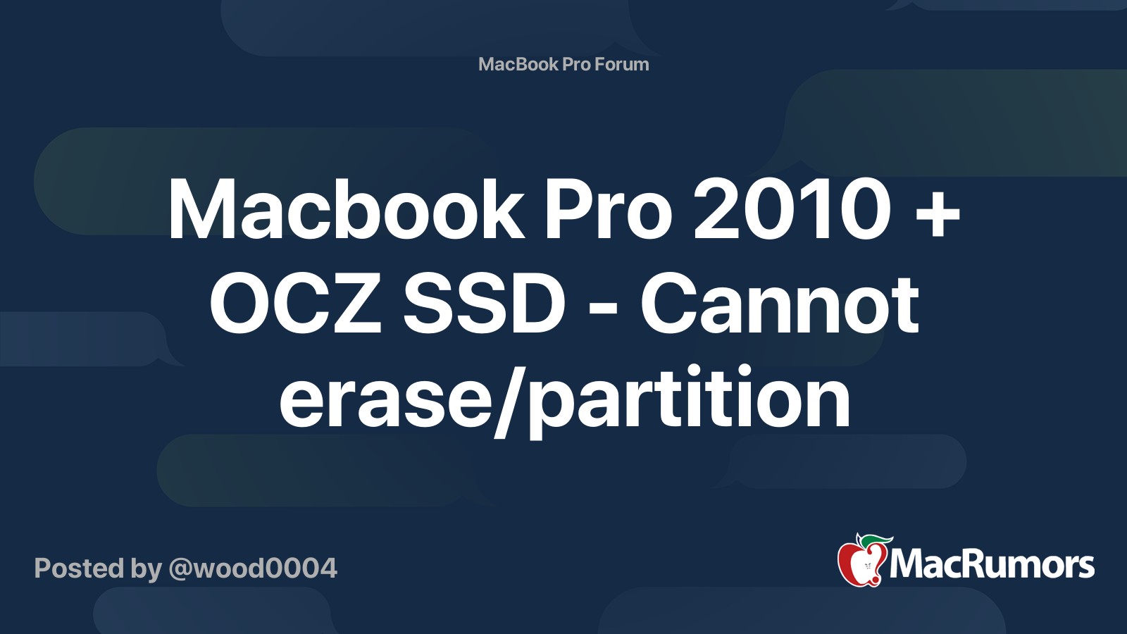 Macbook Pro 2010 + OCZ SSD - Cannot erase/partition | MacRumors Forums