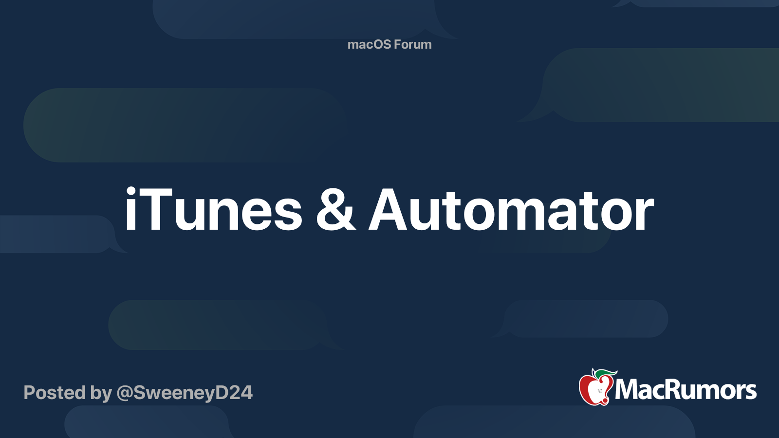 iTunes & Automator | MacRumors Forums