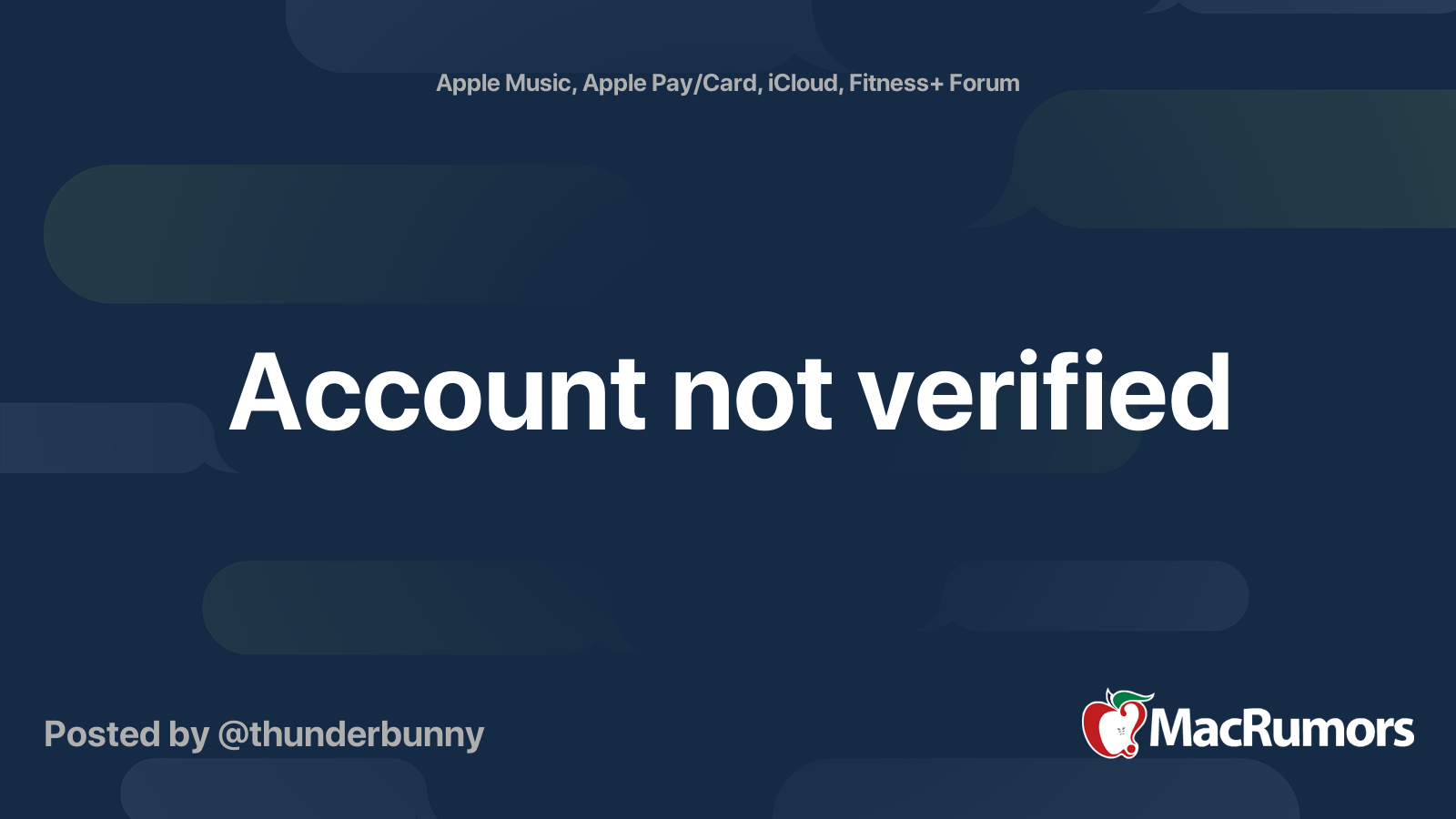 Account not verified | MacRumors Forums