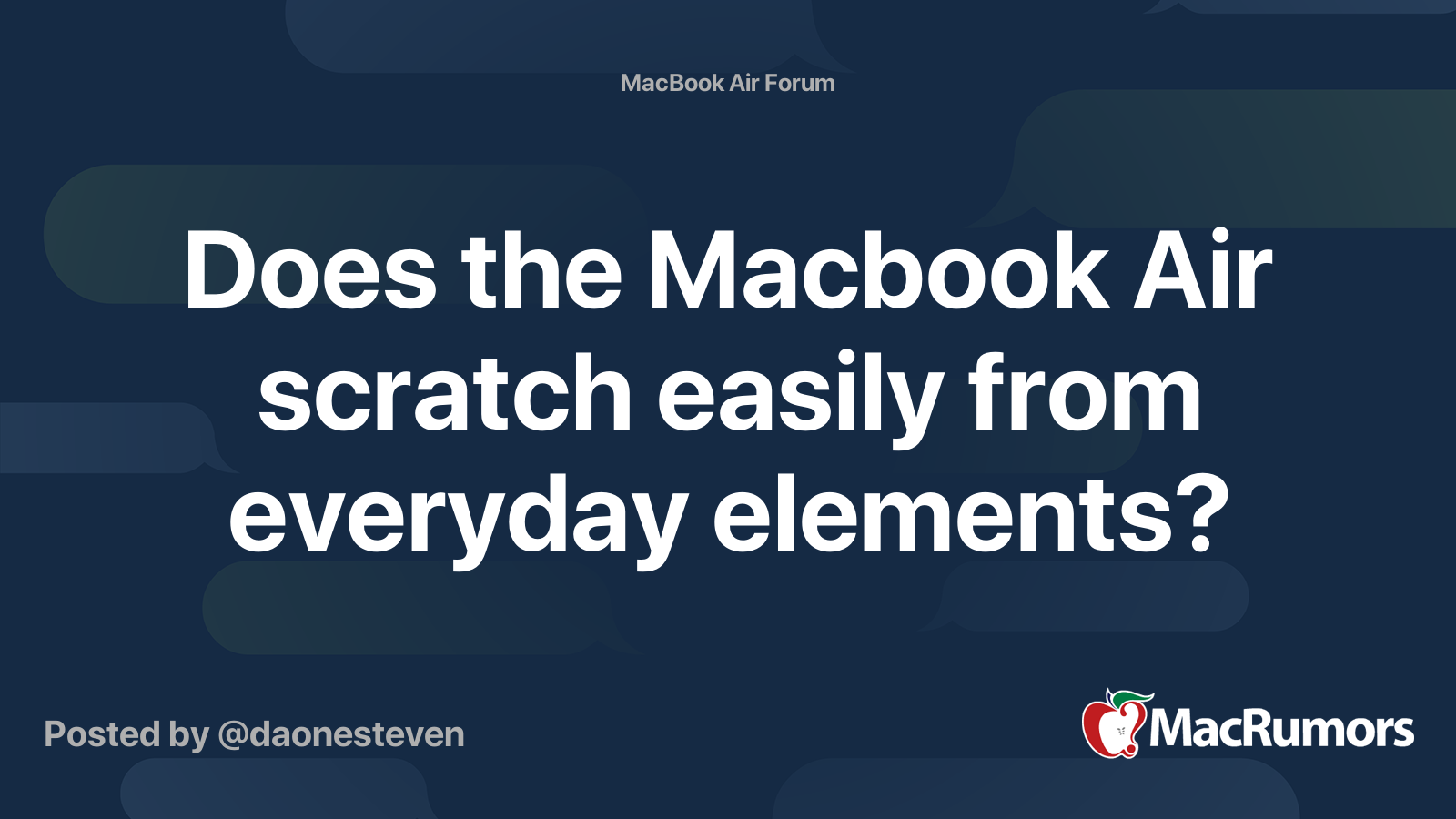 Does the Macbook Air scratch easily from everyday elements? | MacRumors Forums