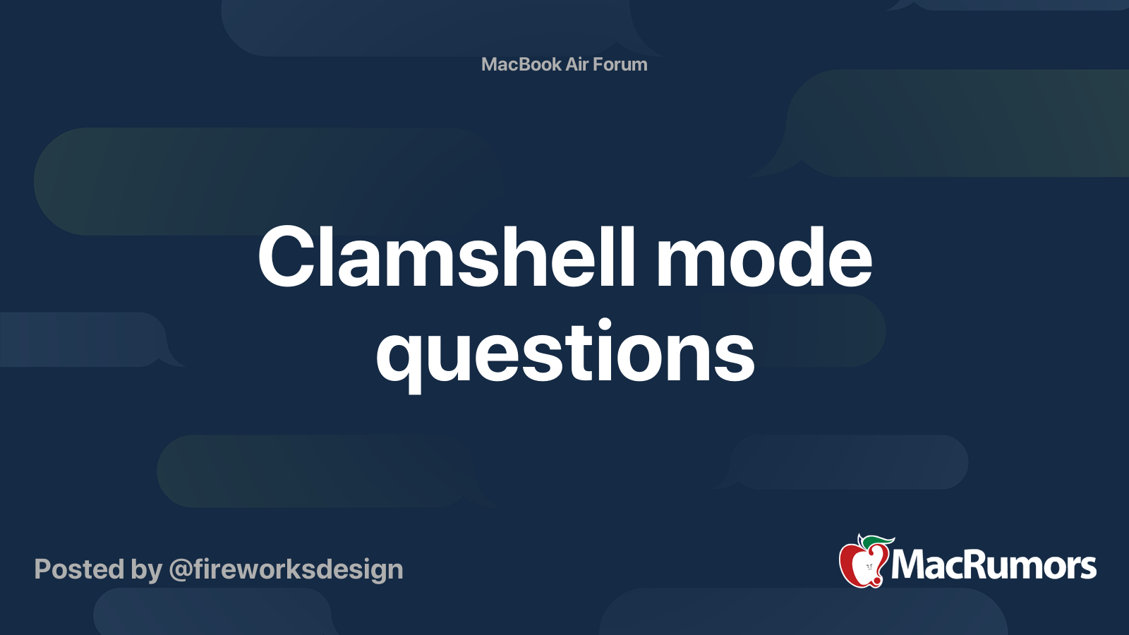 Clamshell mode questions | MacRumors Forums