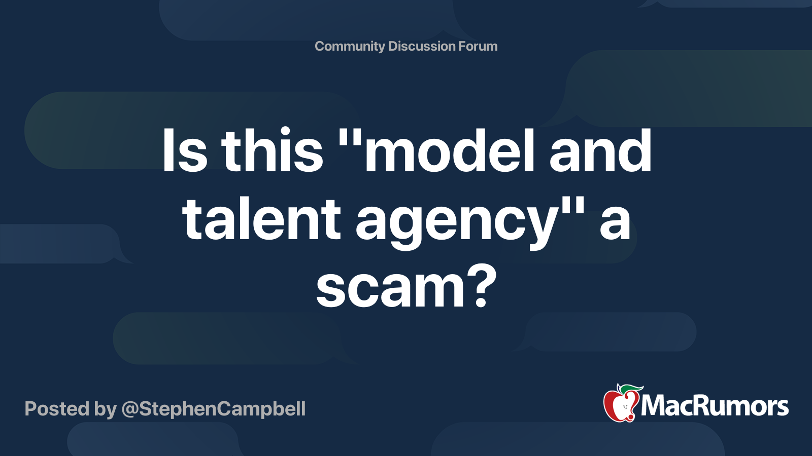 Is this "model and talent agency" a scam? | MacRumors Forums