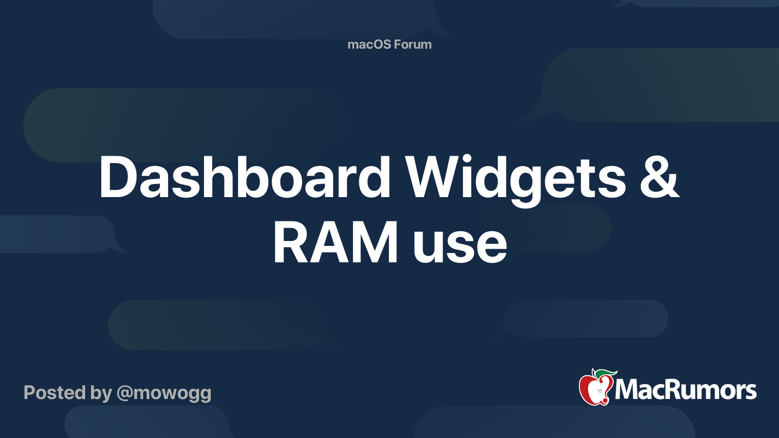 Dashboard Widgets & RAM use | MacRumors Forums