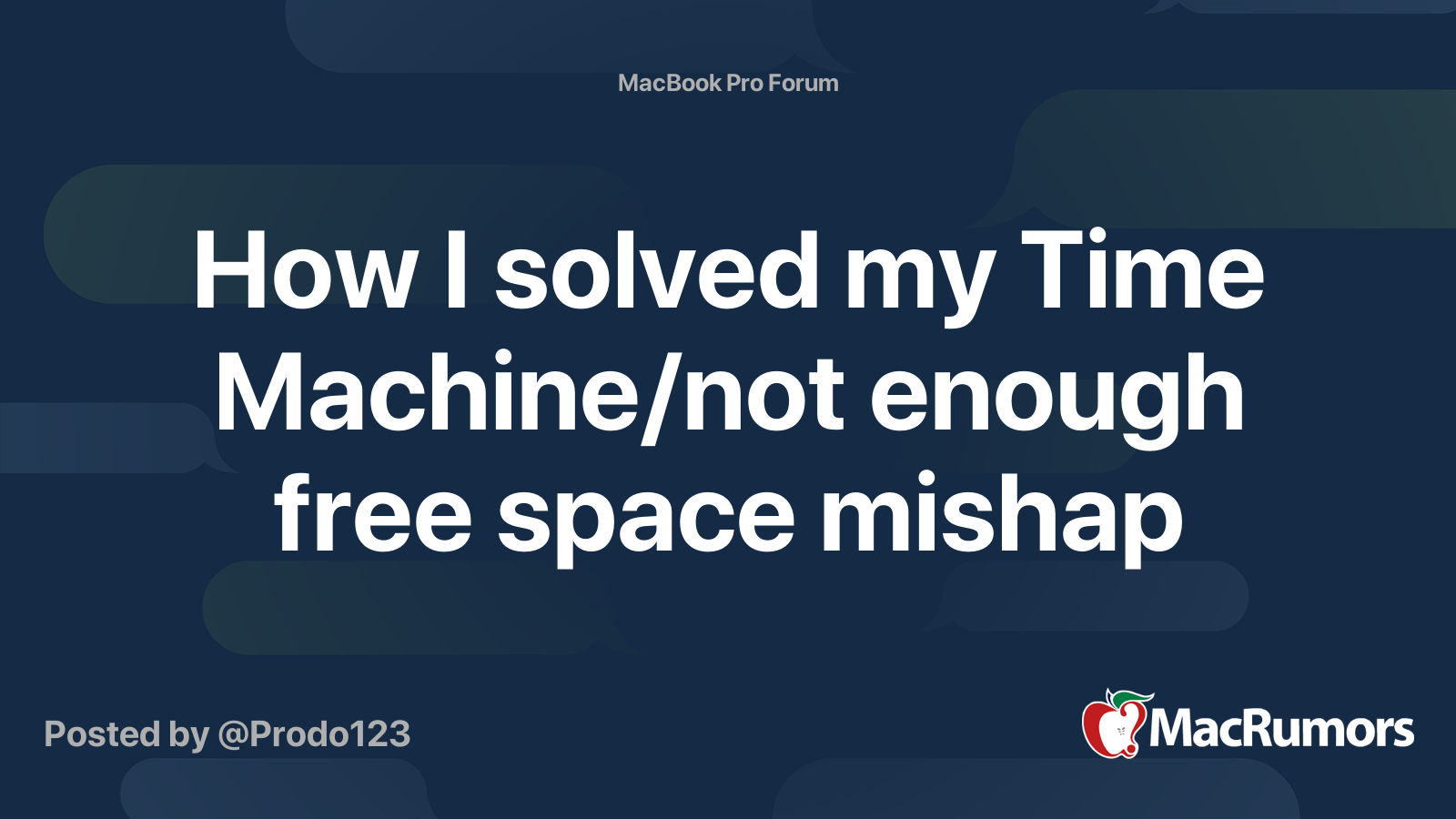 How I solved my Time Machine/not enough free space mishap | MacRumors Forums