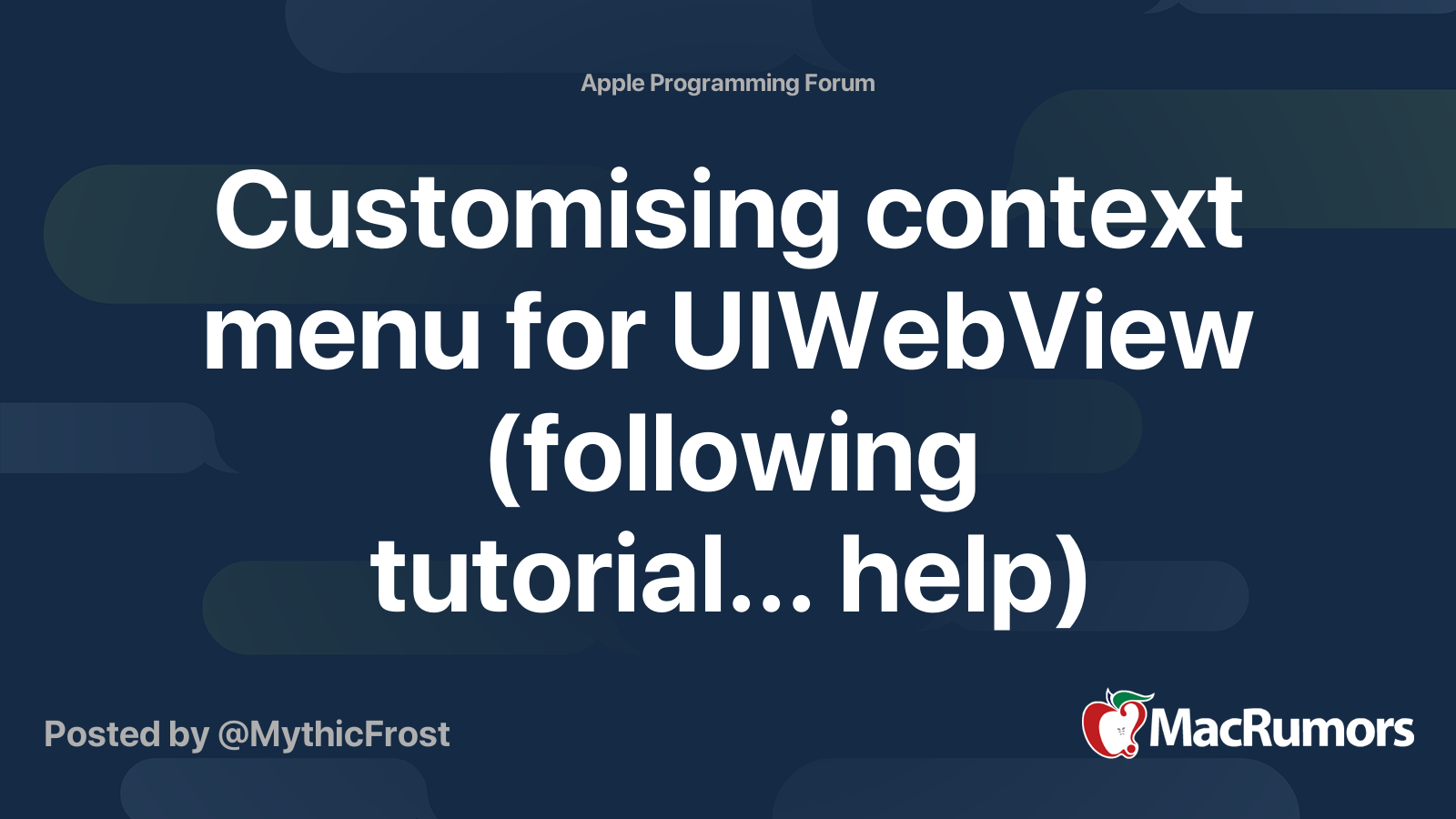 Customising context menu for UIWebView (following tutorial... help) | MacRumors Forums