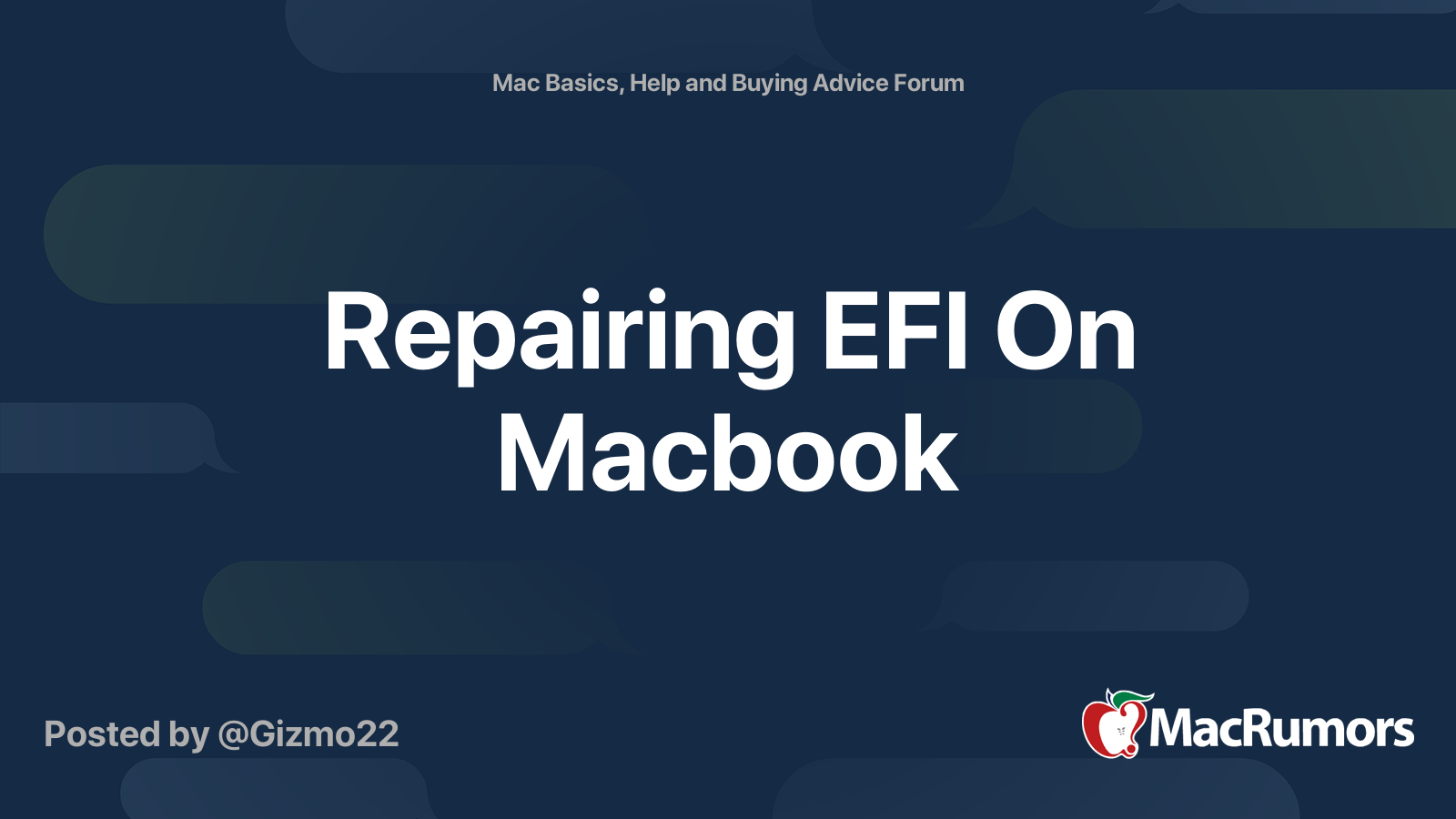 Repairing EFI On Macbook | MacRumors Forums