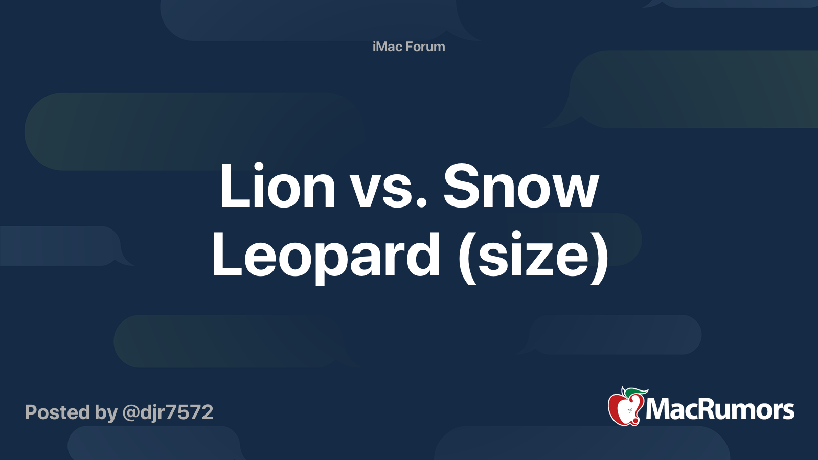 Lion vs. Snow Leopard (size) | MacRumors Forums