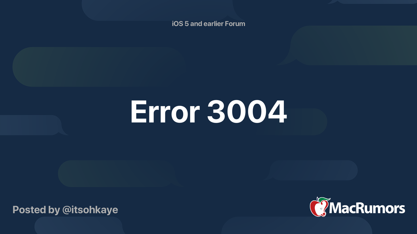 Error 3004 | MacRumors Forums