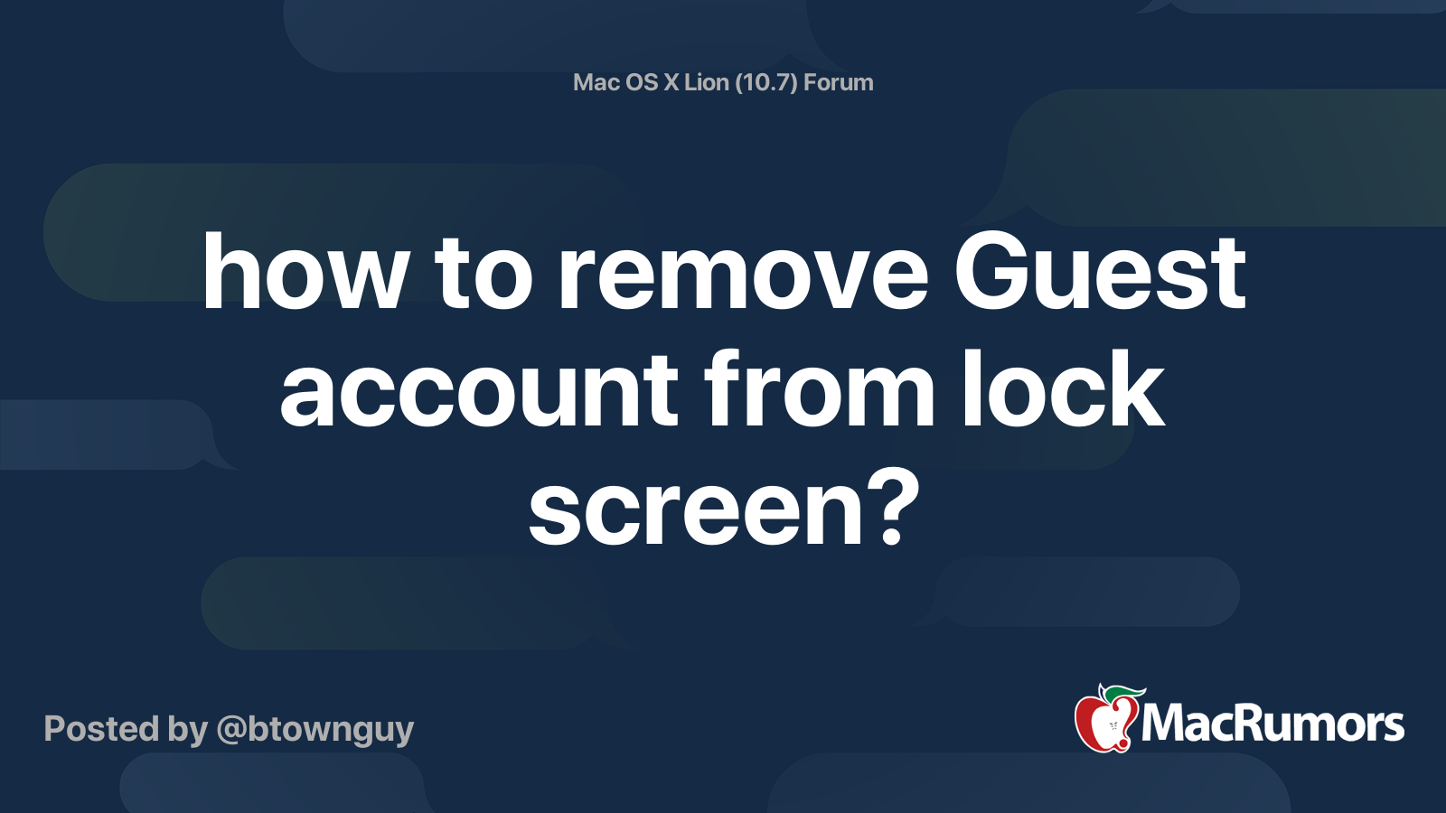 how to remove Guest account from lock screen? | MacRumors Forums