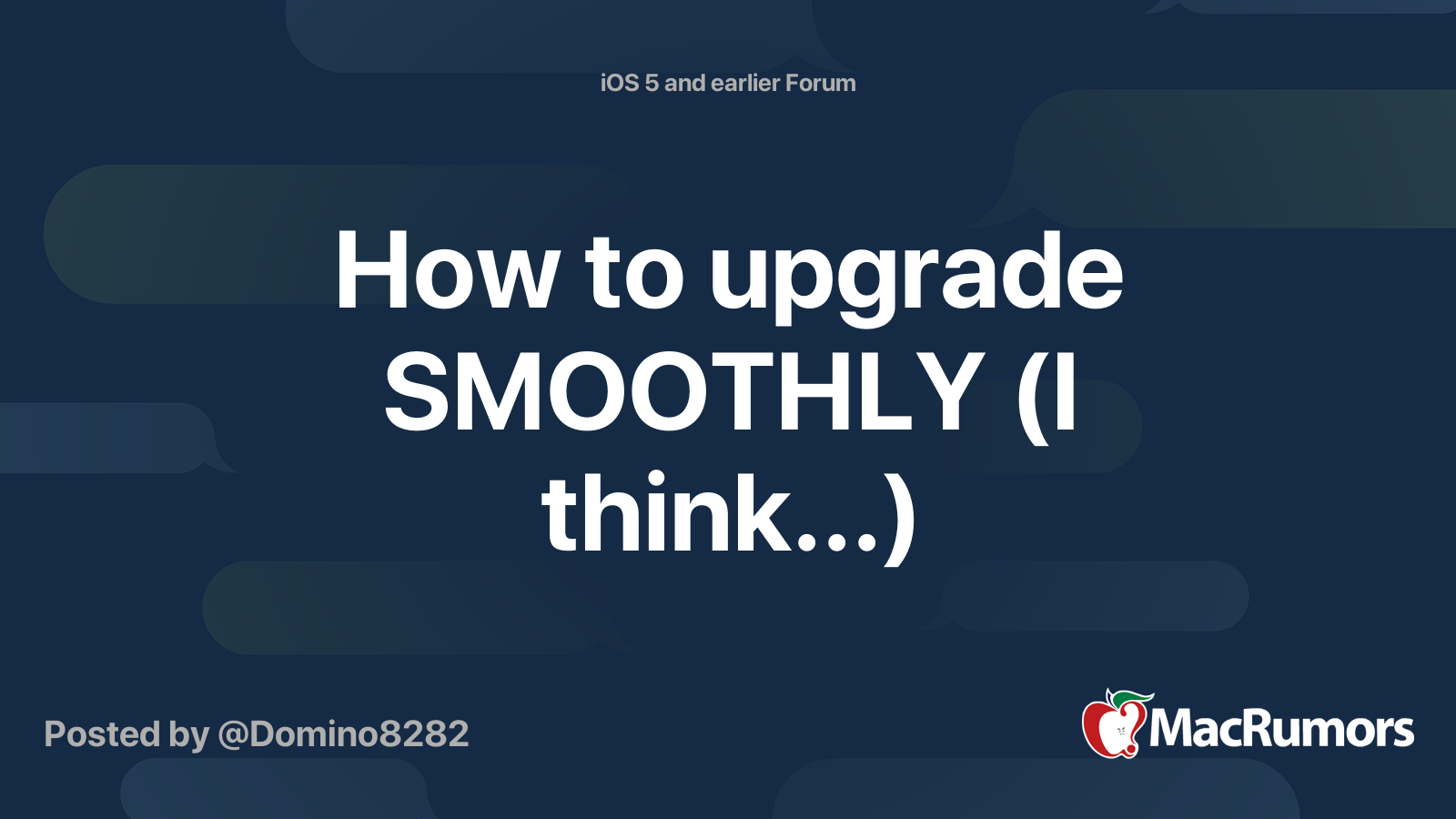 How to upgrade SMOOTHLY (I think...) | MacRumors Forums