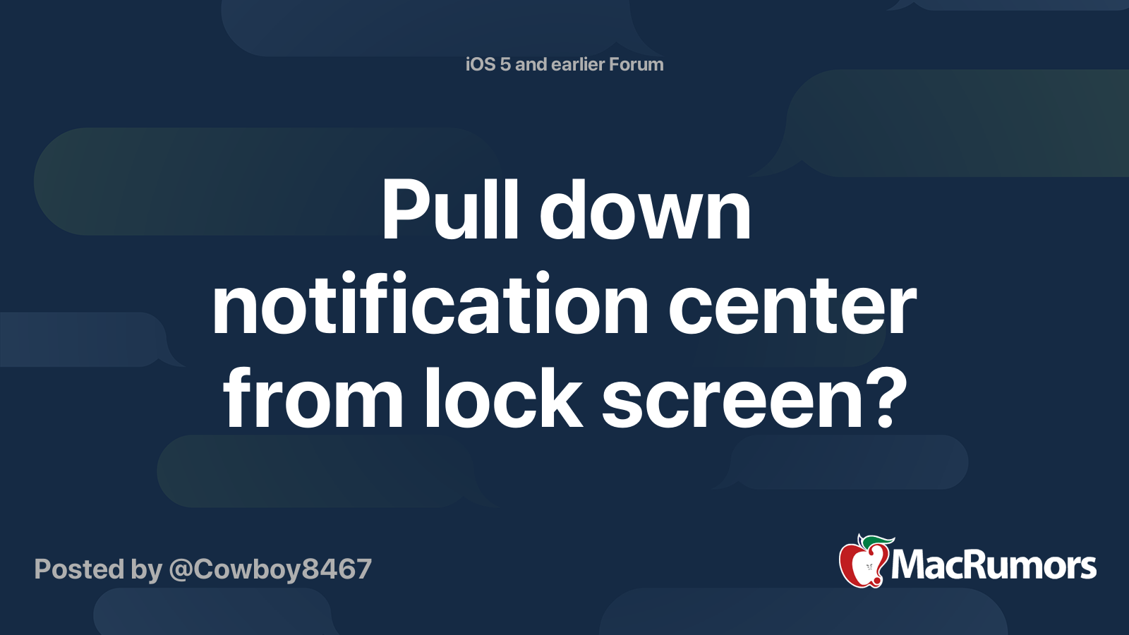 Pull down notification center from lock screen? | MacRumors Forums