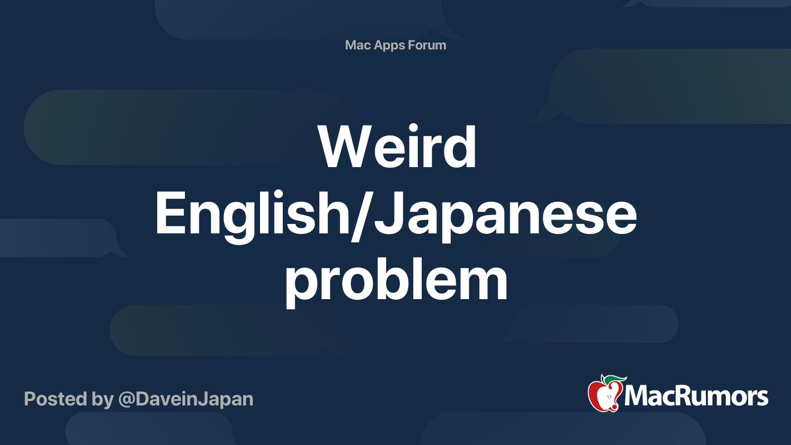 Weird English/Japanese problem | MacRumors Forums