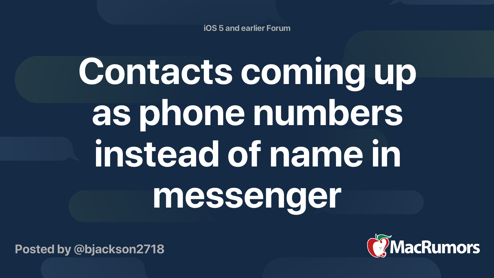 Contacts coming up as phone numbers instead of name in messenger ...