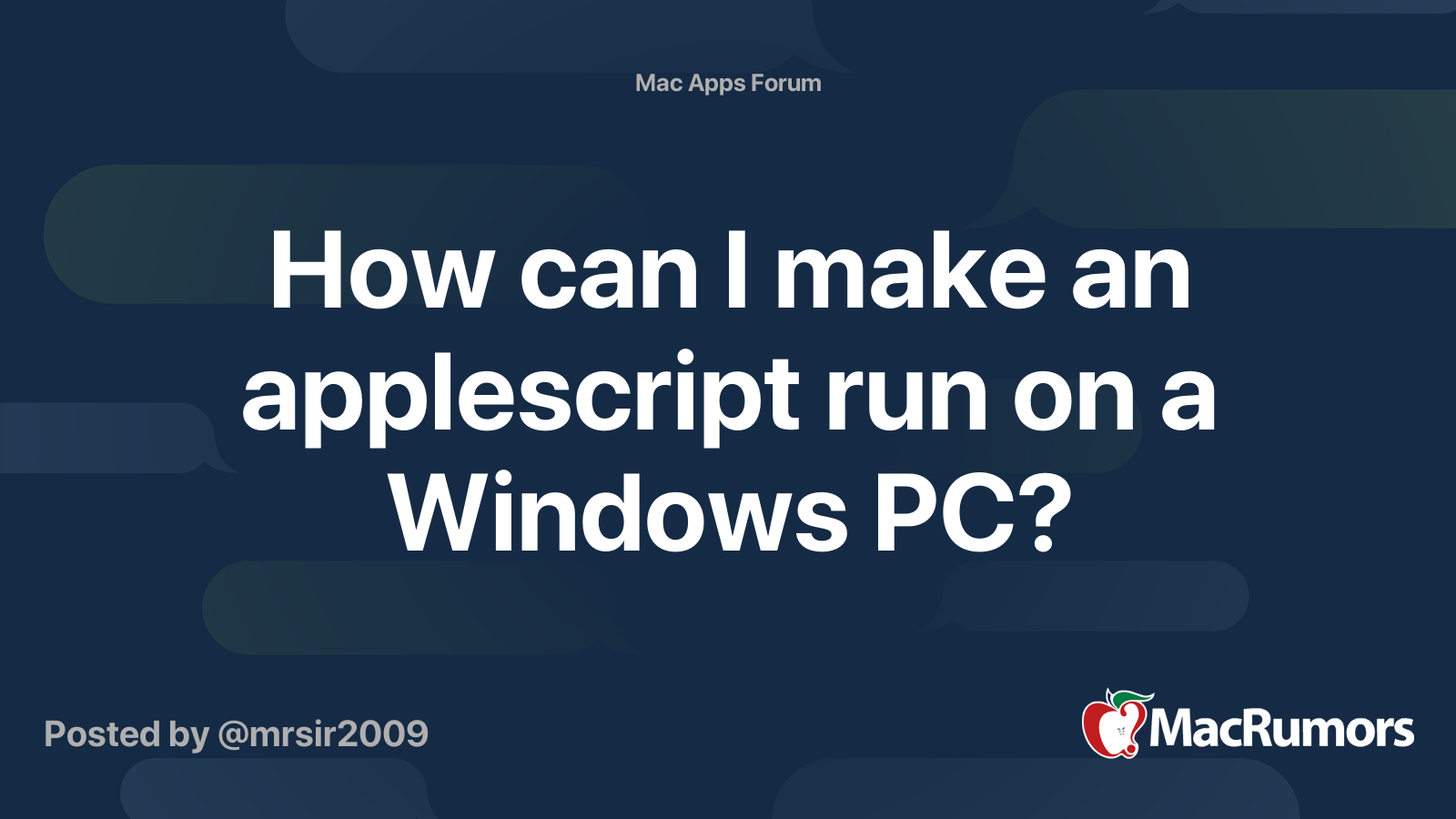 How Can I Make An Applescript Run On A Windows Pc Macrumors Forums 4110