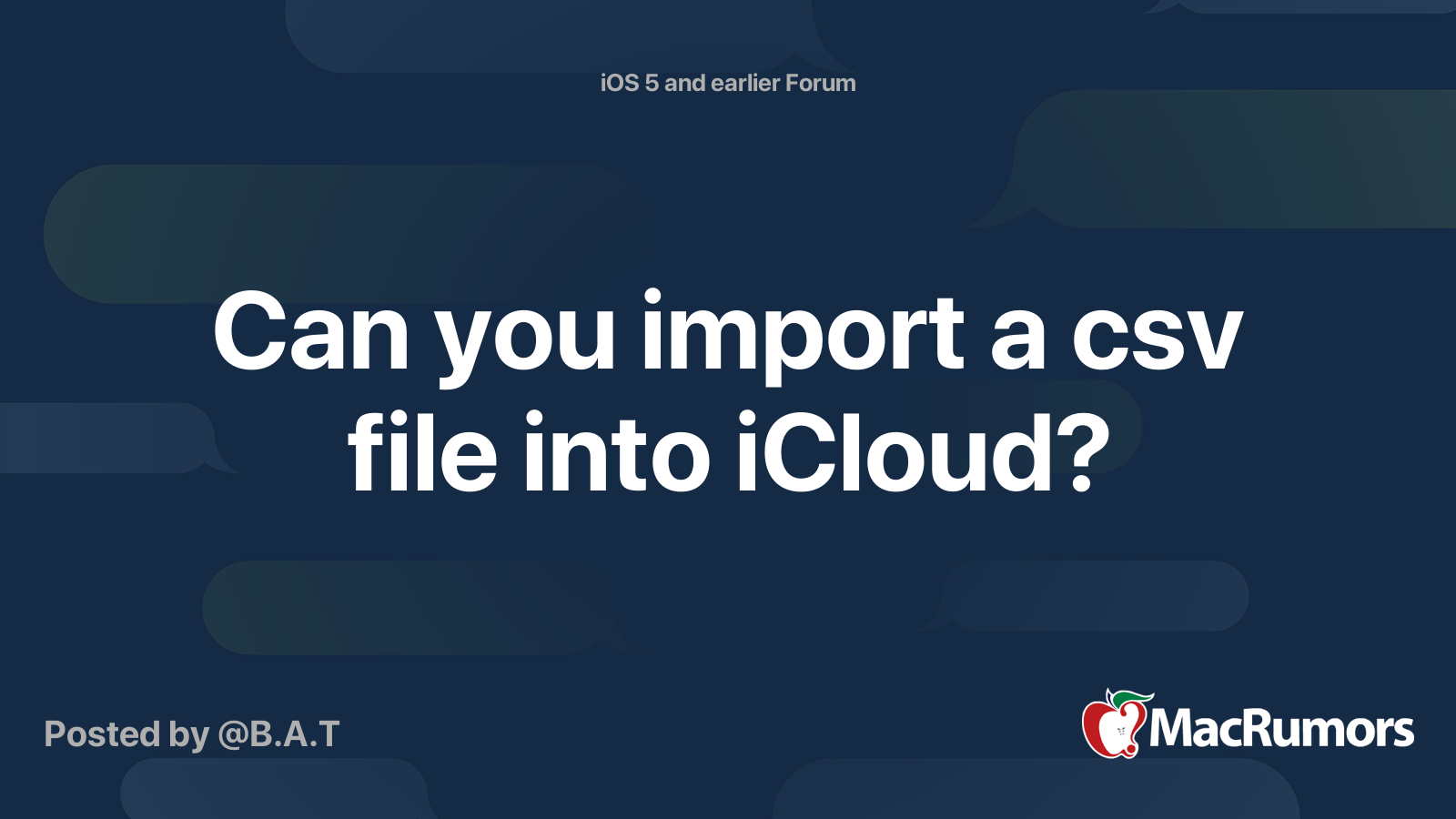 Can you import a csv file into iCloud? | MacRumors Forums