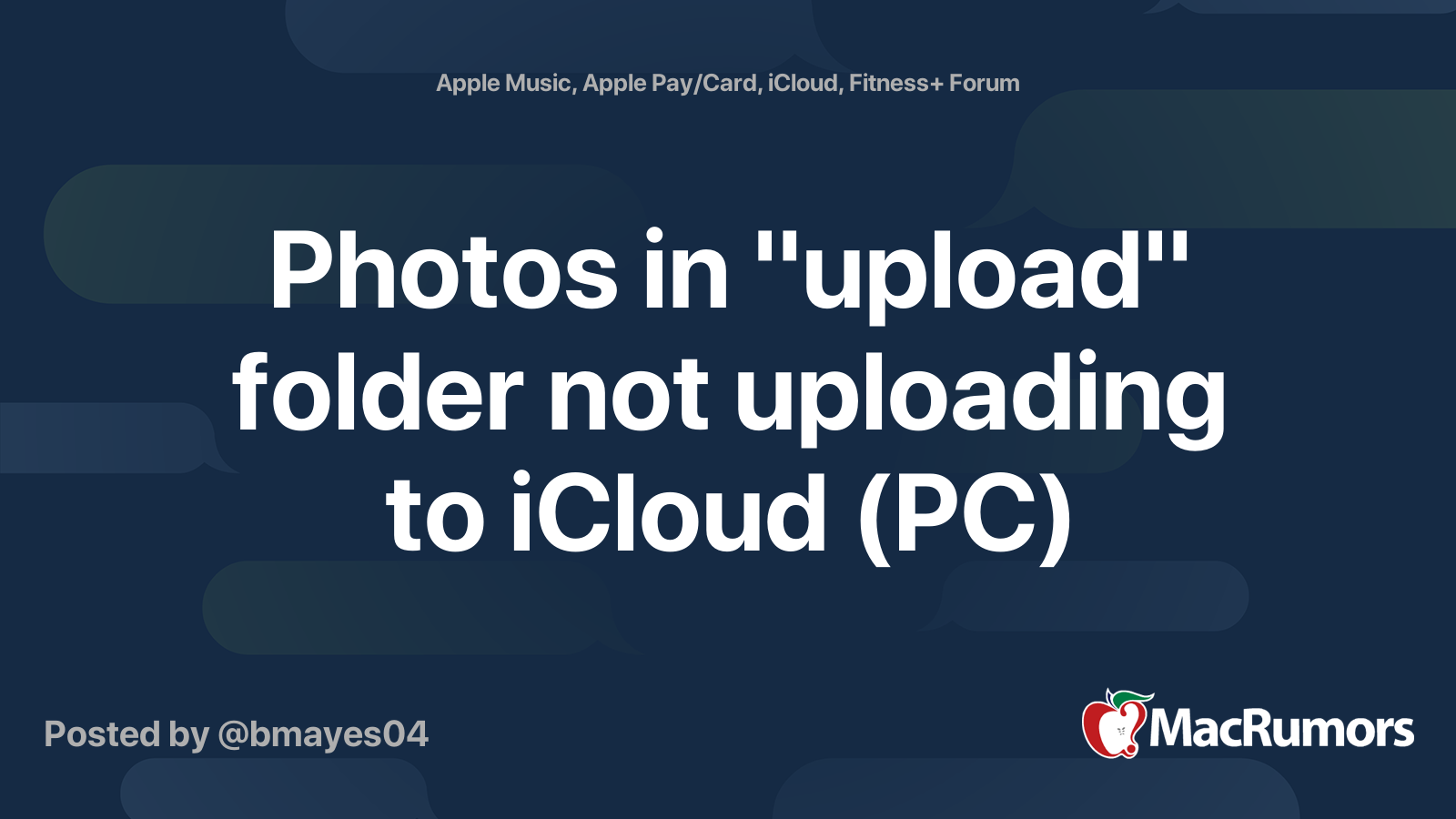 Photos in "upload" folder not uploading to iCloud (PC) | MacRumors Forums