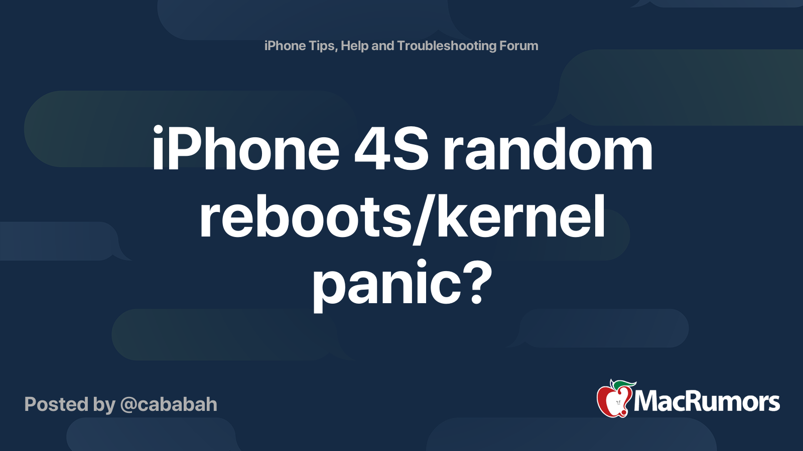 iPhone 4S random reboots/kernel panic? | MacRumors Forums