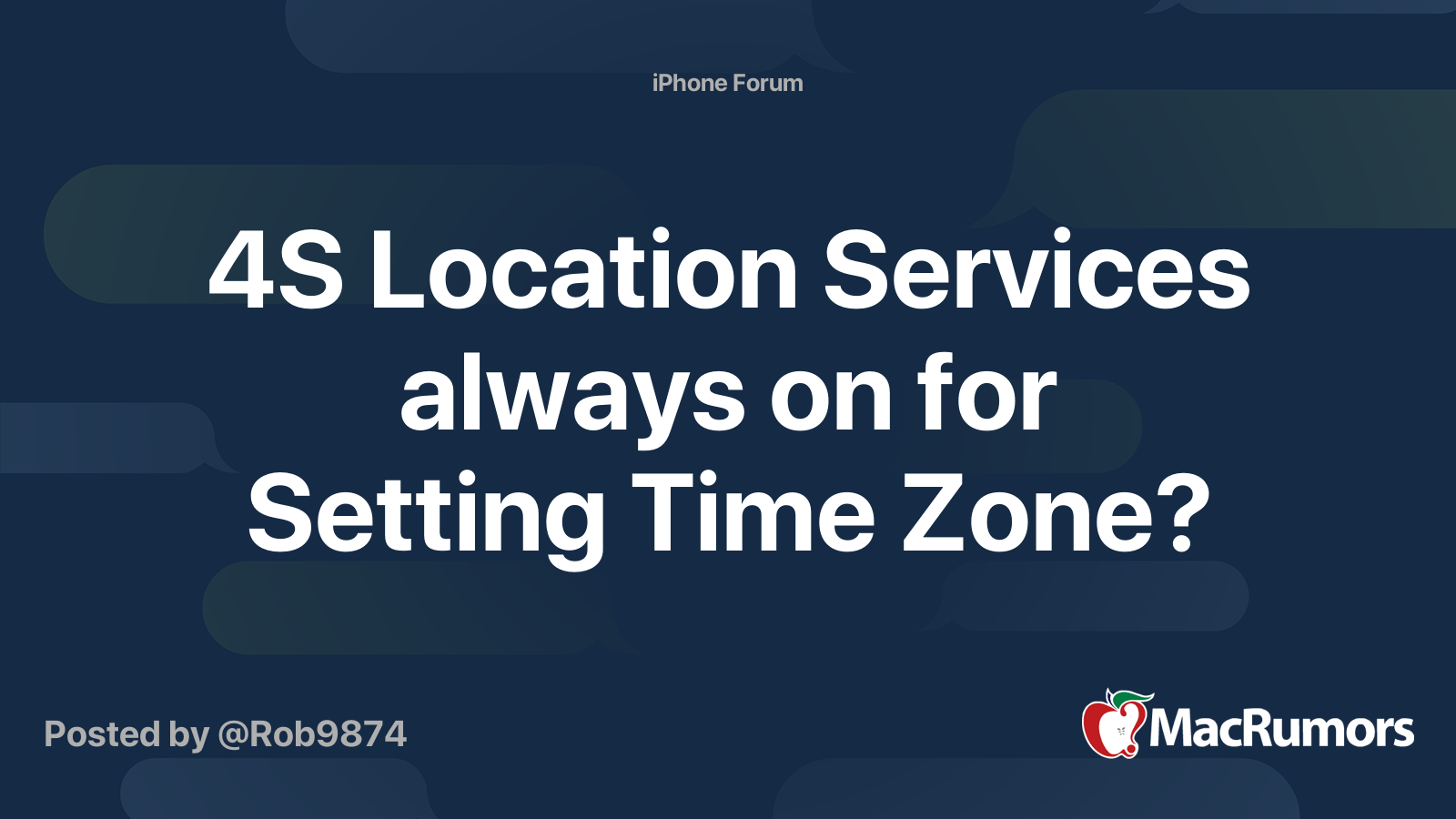 4S Location Services always on for Setting Time Zone? | MacRumors Forums