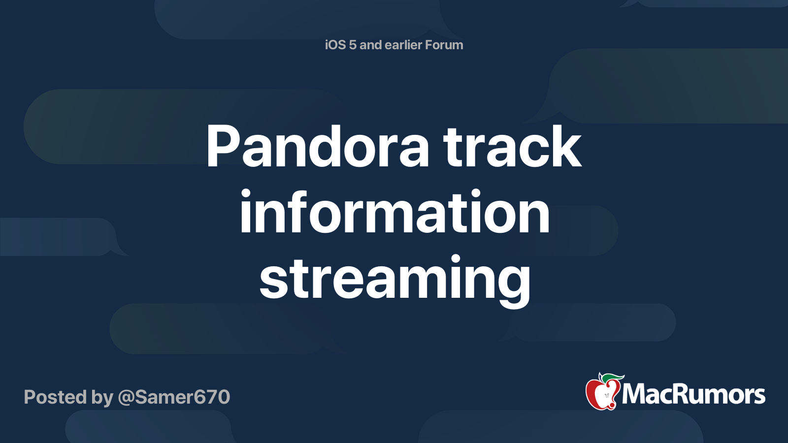 Pandora track information streaming | MacRumors Forums