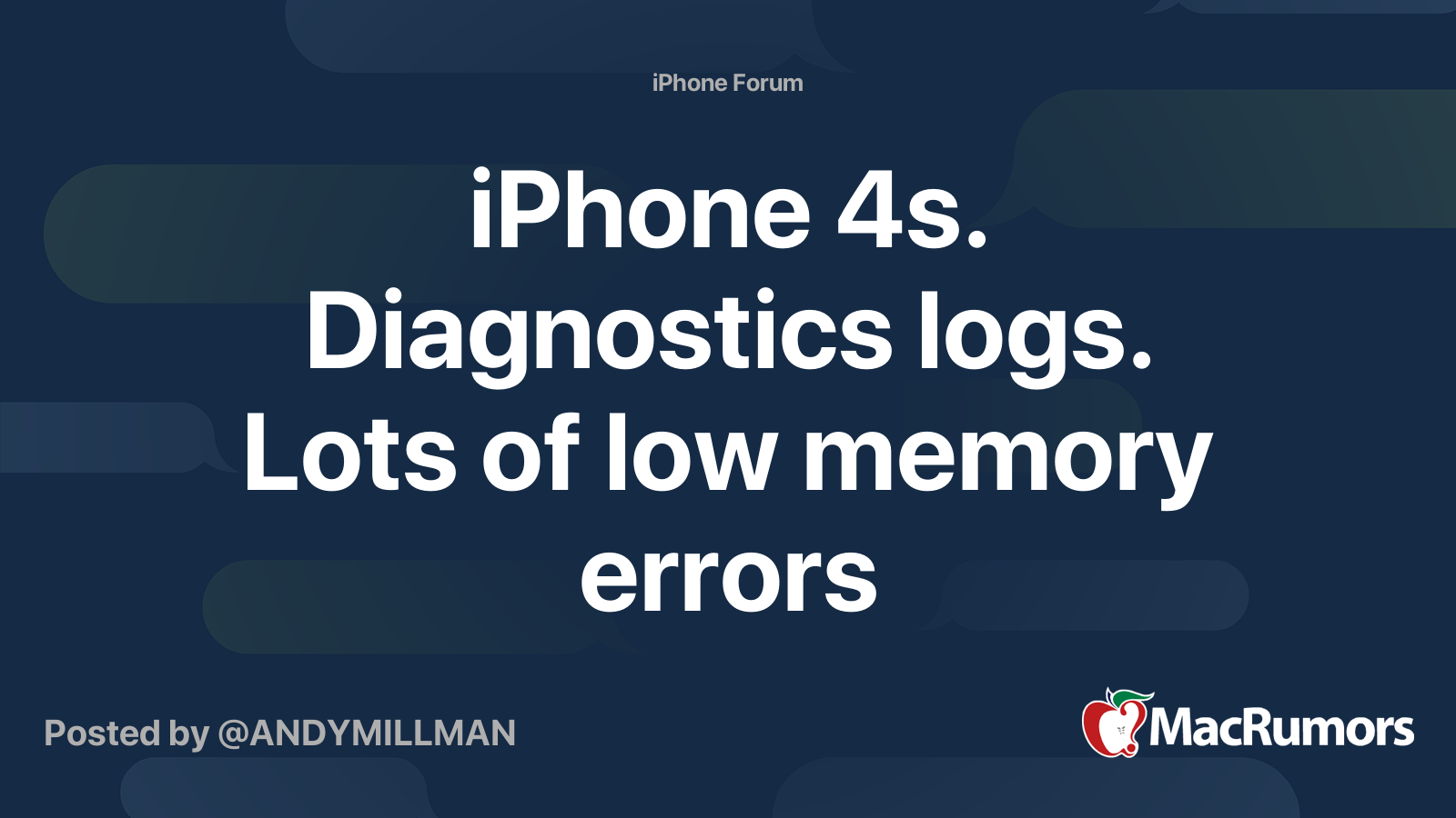 iPhone 4s. Diagnostics logs. Lots of low memory errors | MacRumors Forums