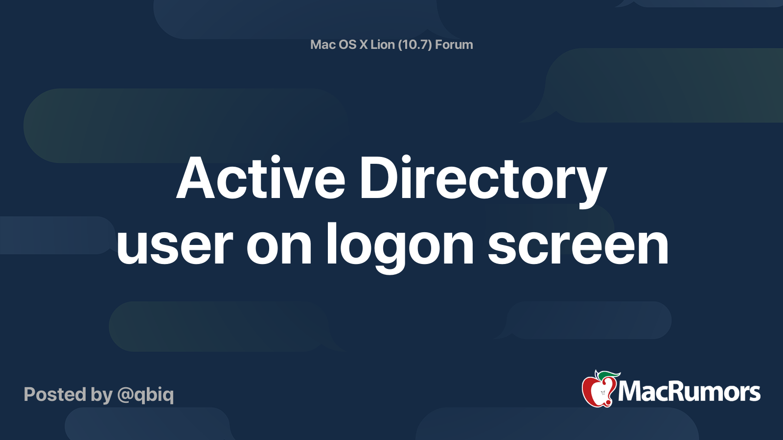 Active Directory user on logon screen | MacRumors Forums