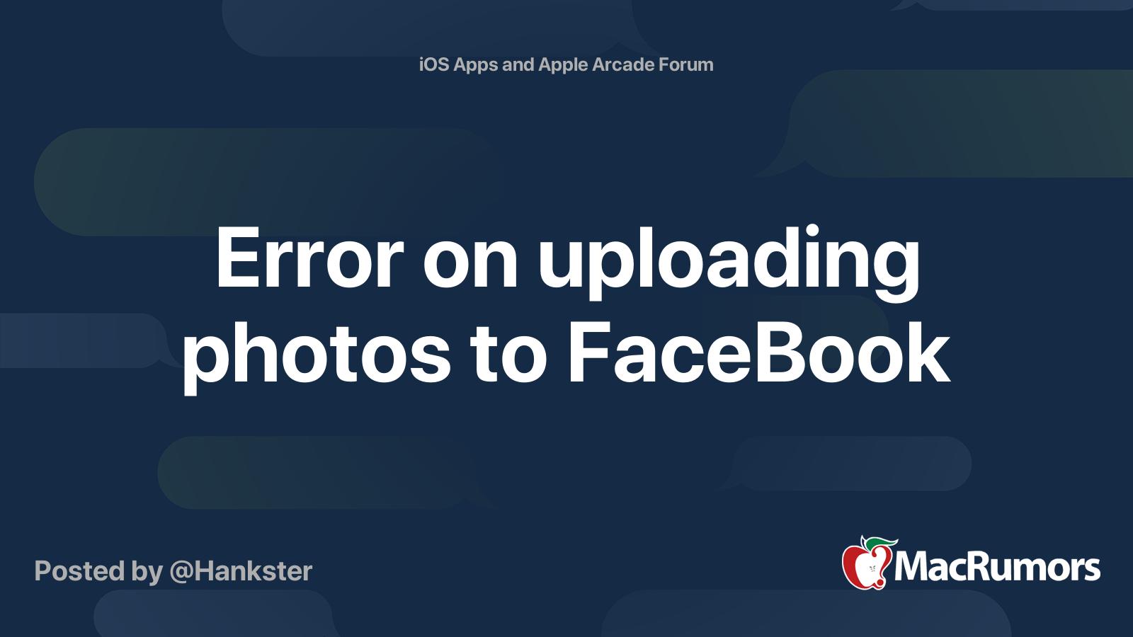 Error on uploading photos to FaceBook | MacRumors Forums