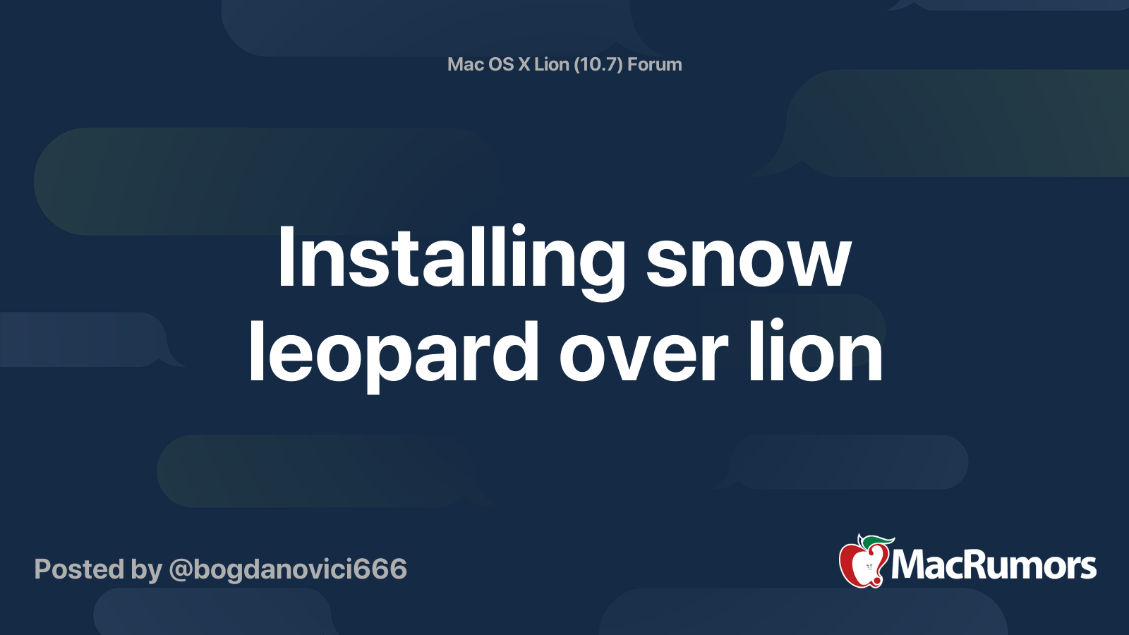 Installing snow leopard over lion | MacRumors Forums