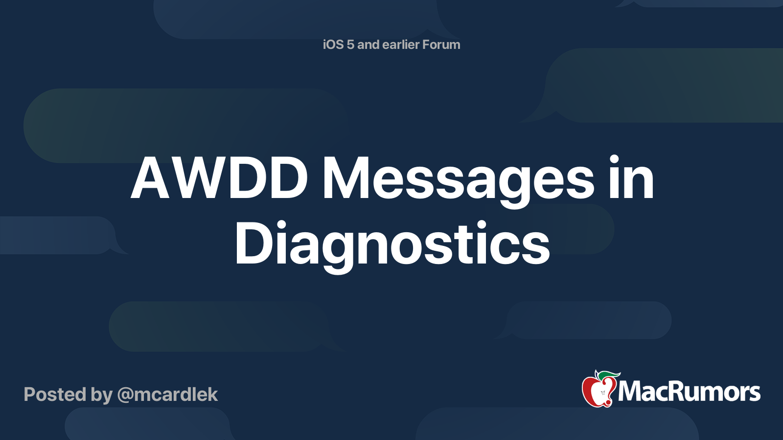 AWDD Messages in Diagnostics | MacRumors Forums