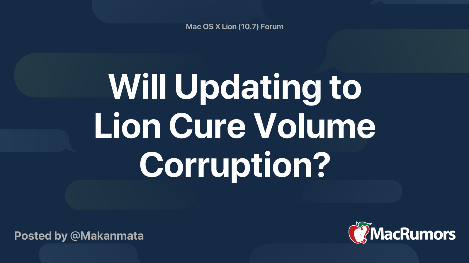 Will Updating to Lion Cure Volume Corruption? | MacRumors Forums