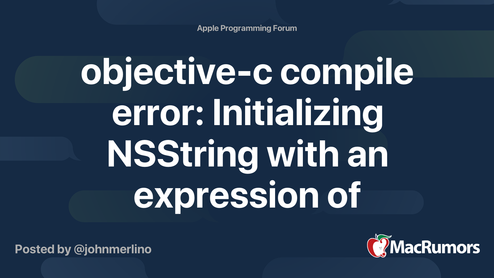 Objective C Compile Error Initializing Nsstring With An Expression Of Incompatible 7314