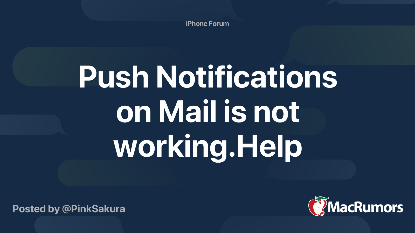Push Notifications on Mail is not working.Help | MacRumors Forums