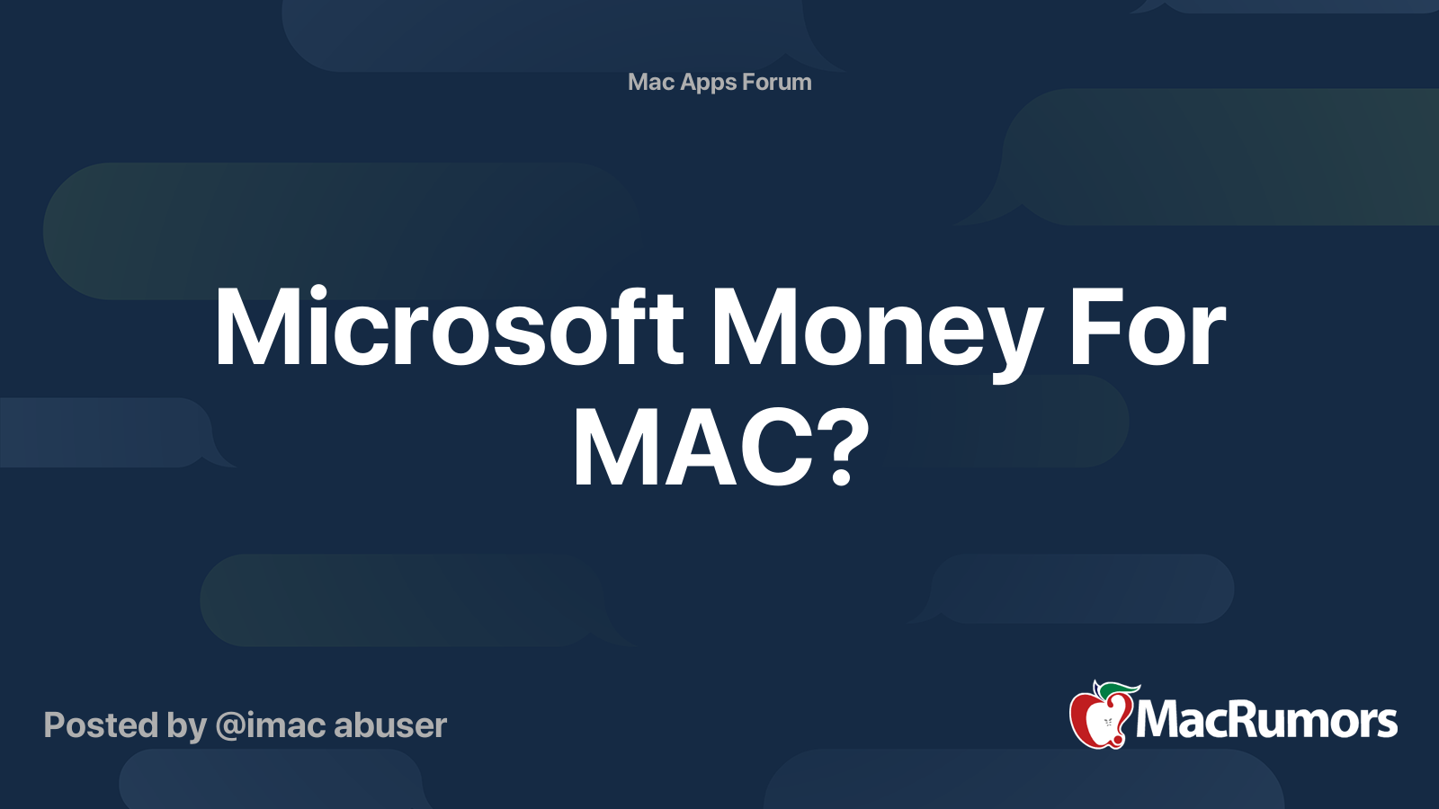 Microsoft Money For MAC? | MacRumors Forums