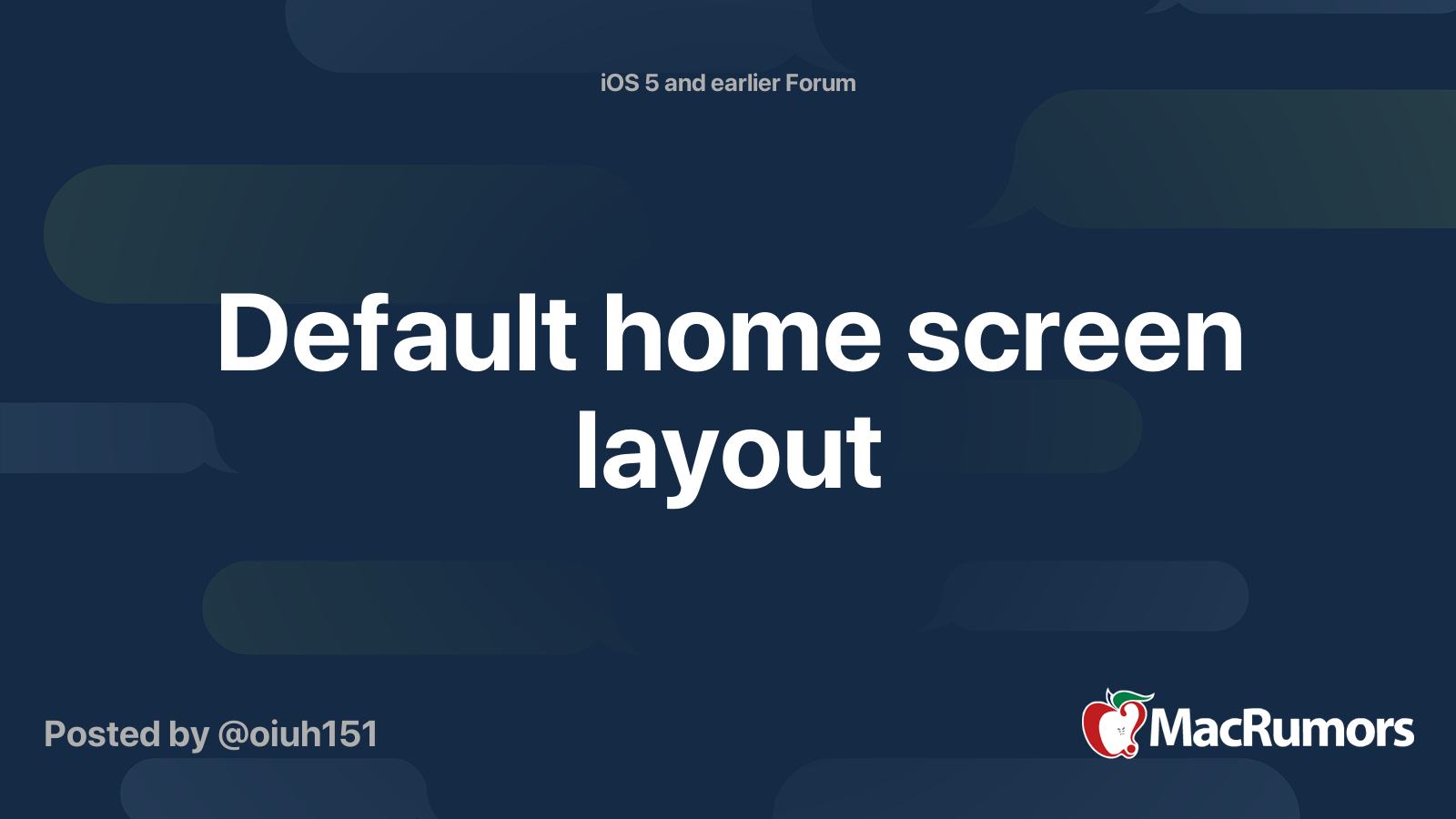 Default home screen layout | MacRumors Forums