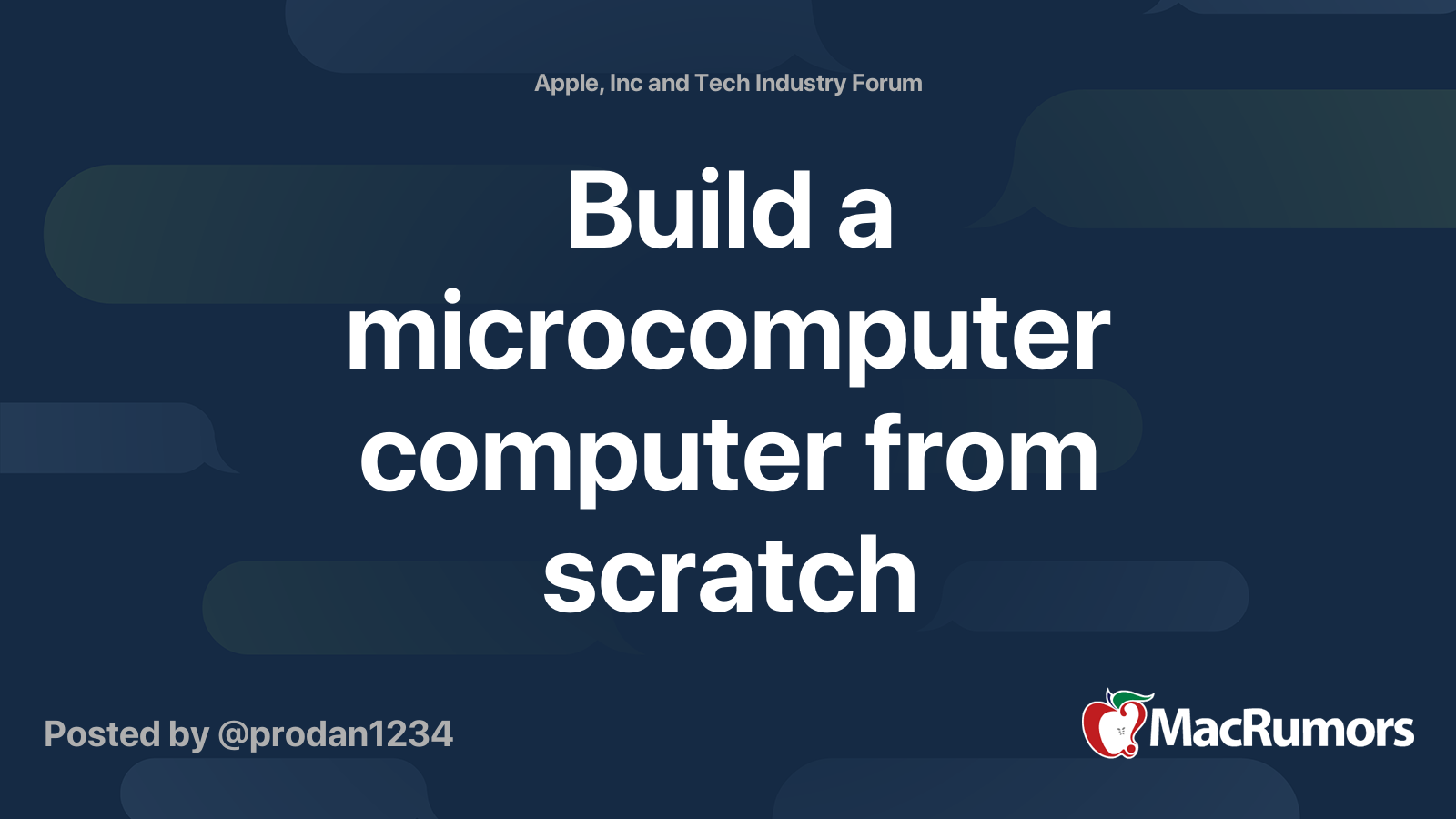 Build a microcomputer computer from scratch | MacRumors Forums